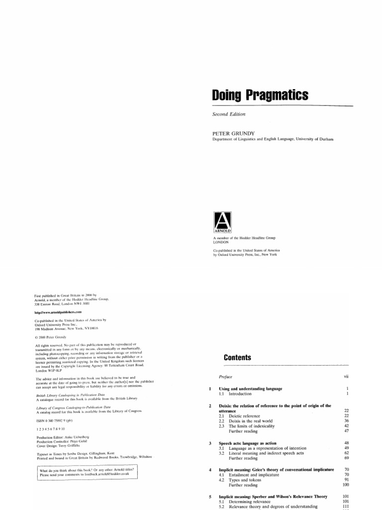 Doing Pragmatics - Peter Grundy | PDF