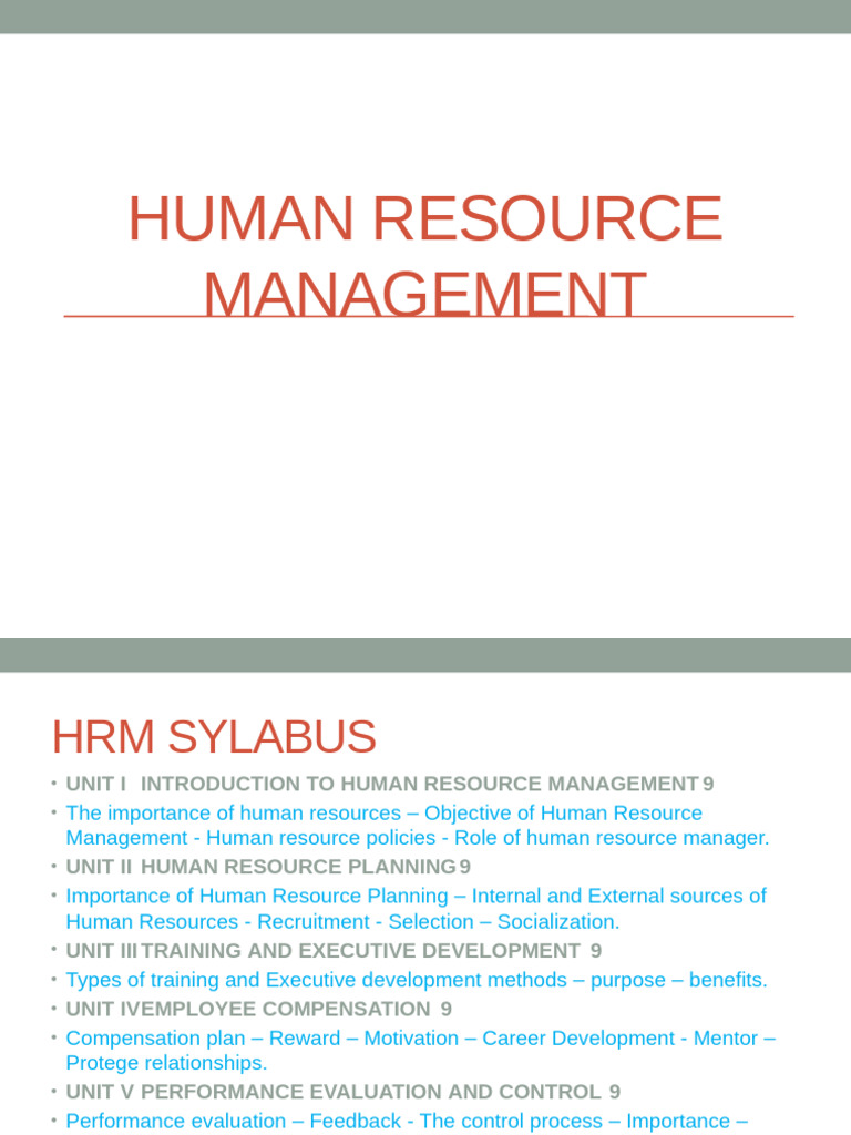 UNIT 1 HRM | PDF | Human Resource Management | Human Resources