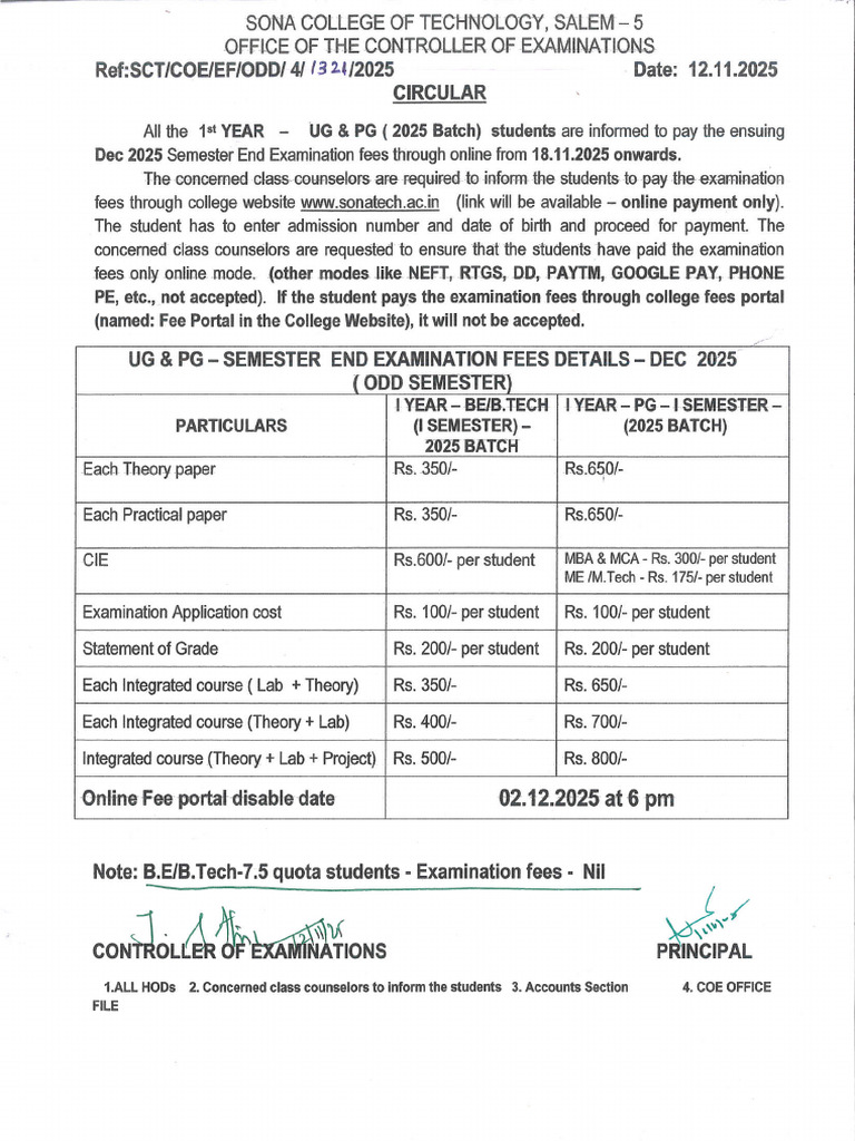I Year Ug 2025 Batch Dec 2025 See Fees | PDF