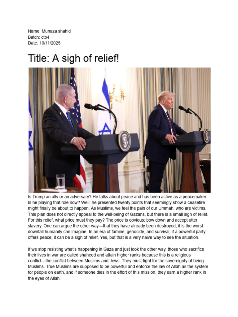 A Sigh of Relief, Munaza | PDF