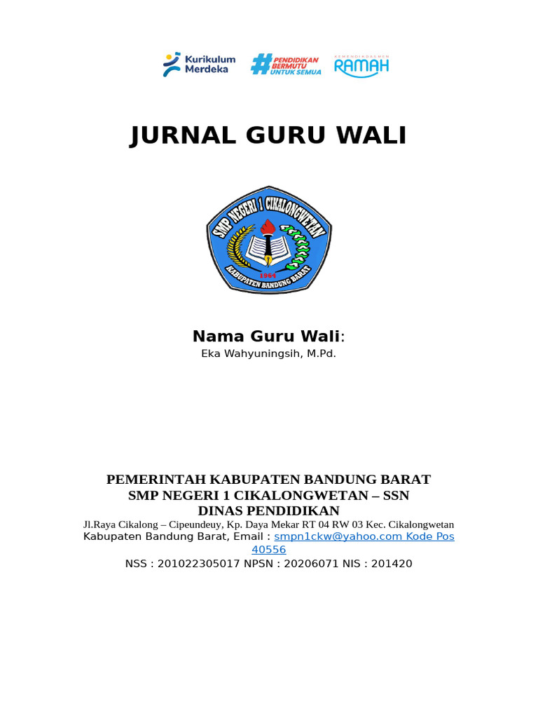 Cover Jurnal Guru Wali | PDF