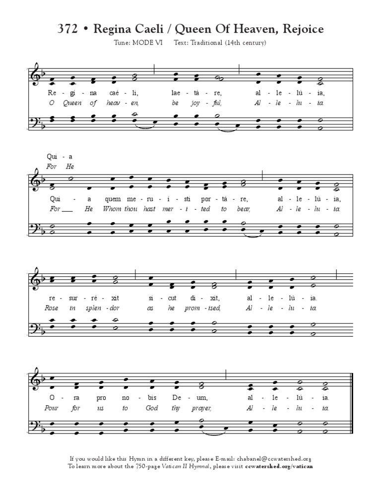 Regina Caeli Modern Notation Mode Chant