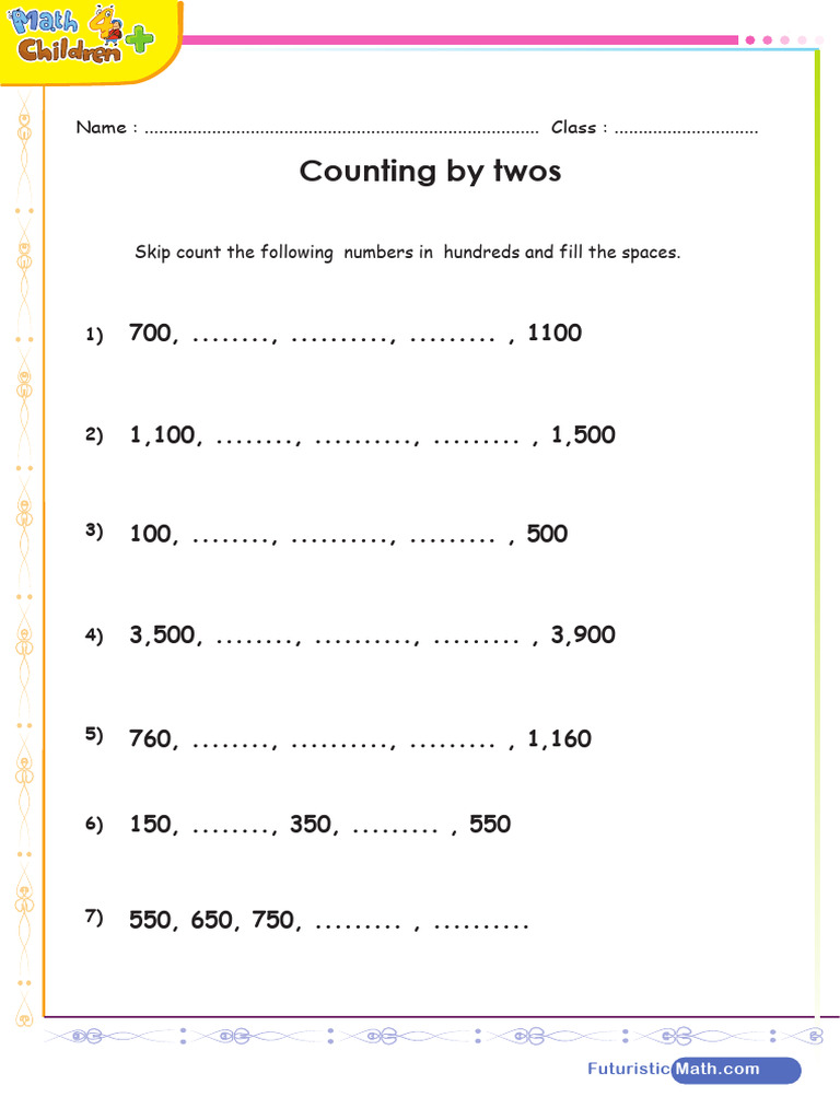 Skip Counting in Hundreds Worksheet | PDF