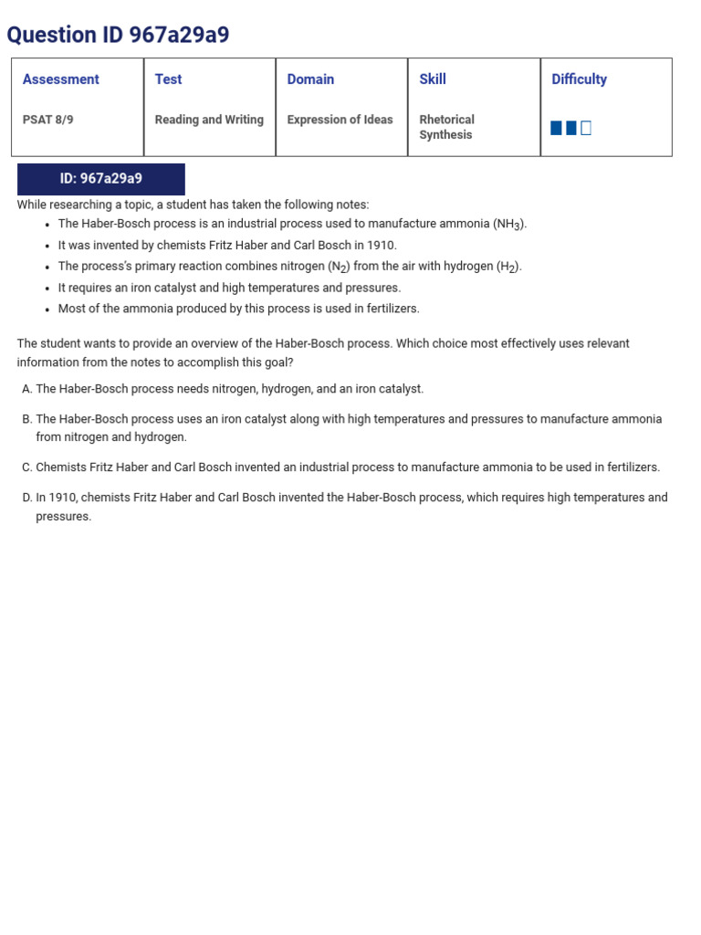 SAT Suite Question Bank - PSAT Expression of Ideas - Rhetorical ...