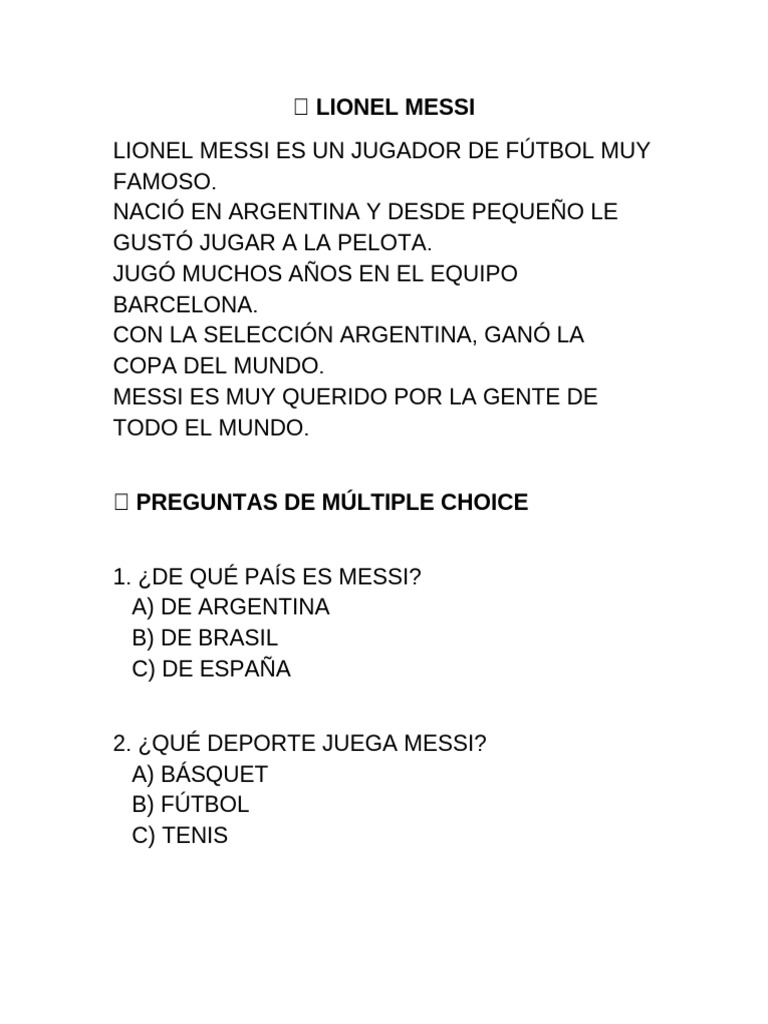Lionel Messi Actividades | PDF
