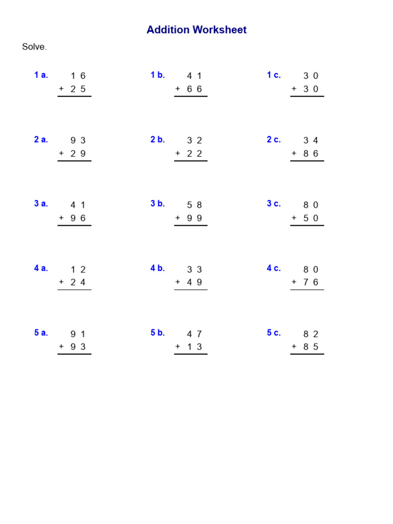Addition Worksheet | PDF