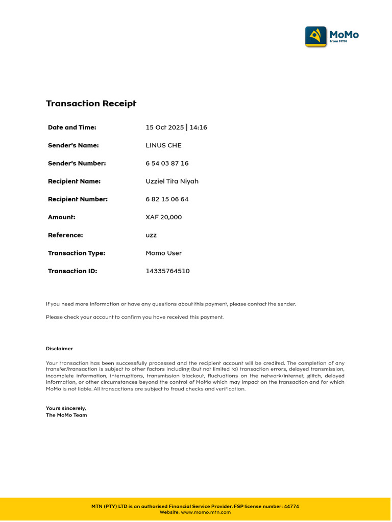 MoMo Receipt | PDF