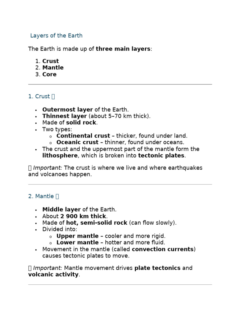 Grade 9 Layers of Earth | PDF