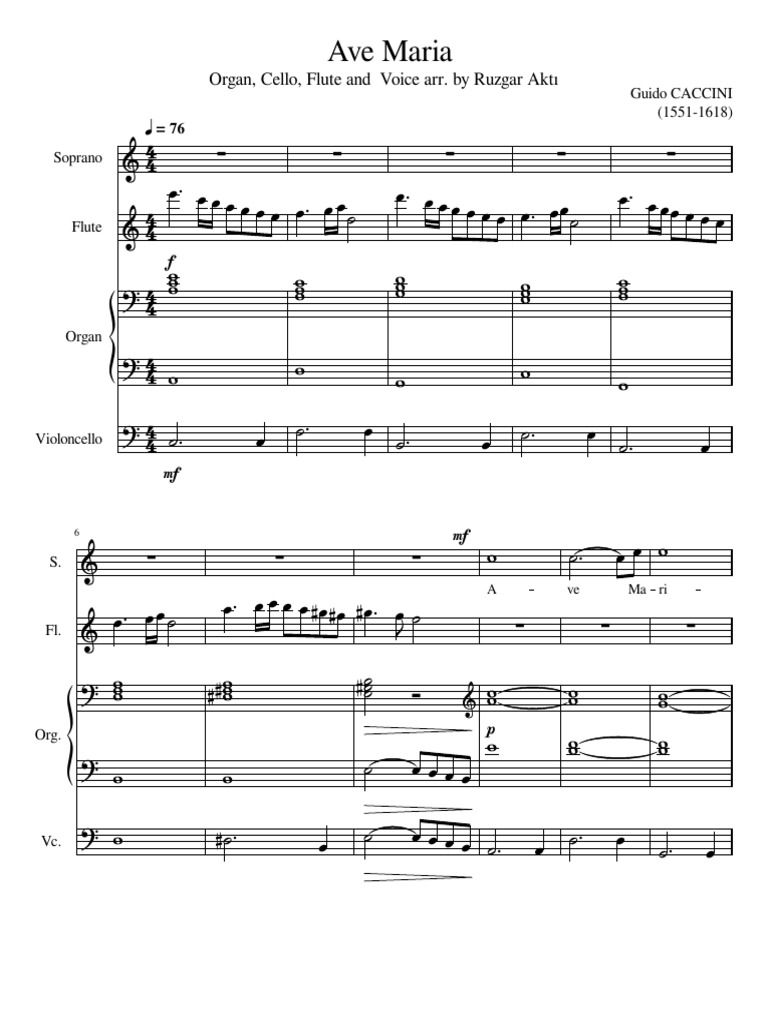 Caccini Ave Maria Quartet | PDF