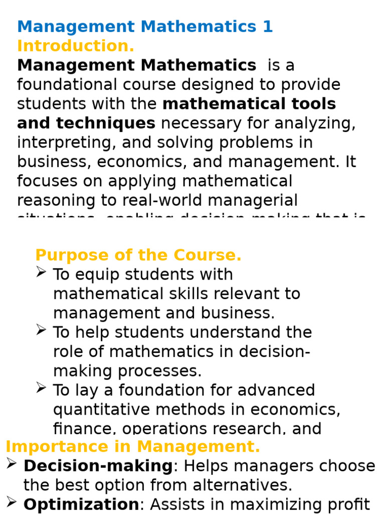 Management Mathematics: Set Theory Basics | PDF | Mathematics | Economics