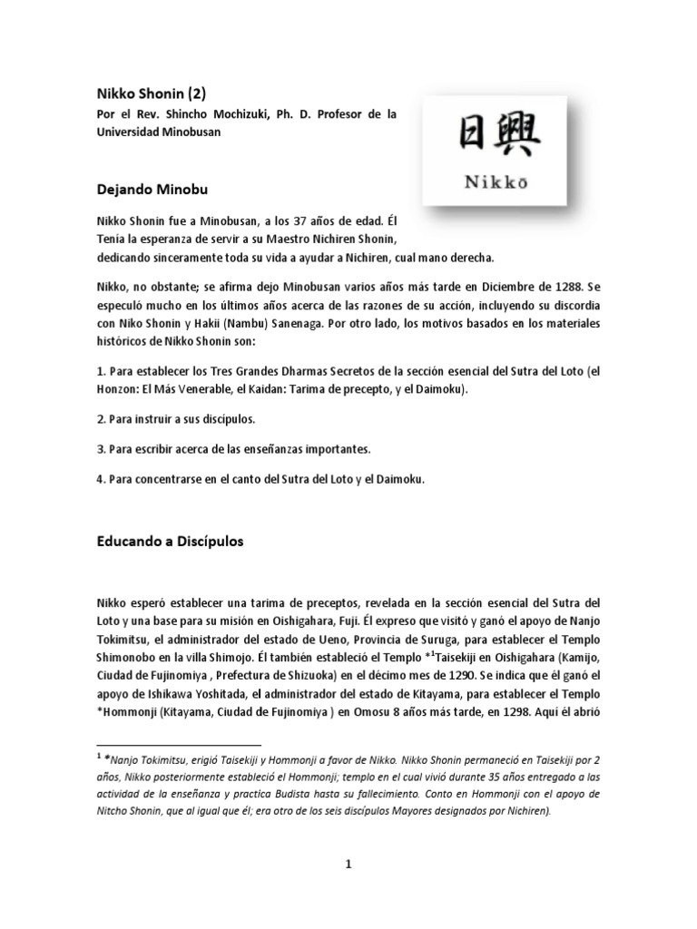 Nikko Shonin | PDF | Nichiren | Religiones religiosas