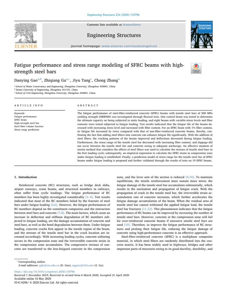 Fatigue Performance and Stress Range Modeling of SFRC Beams With High ...