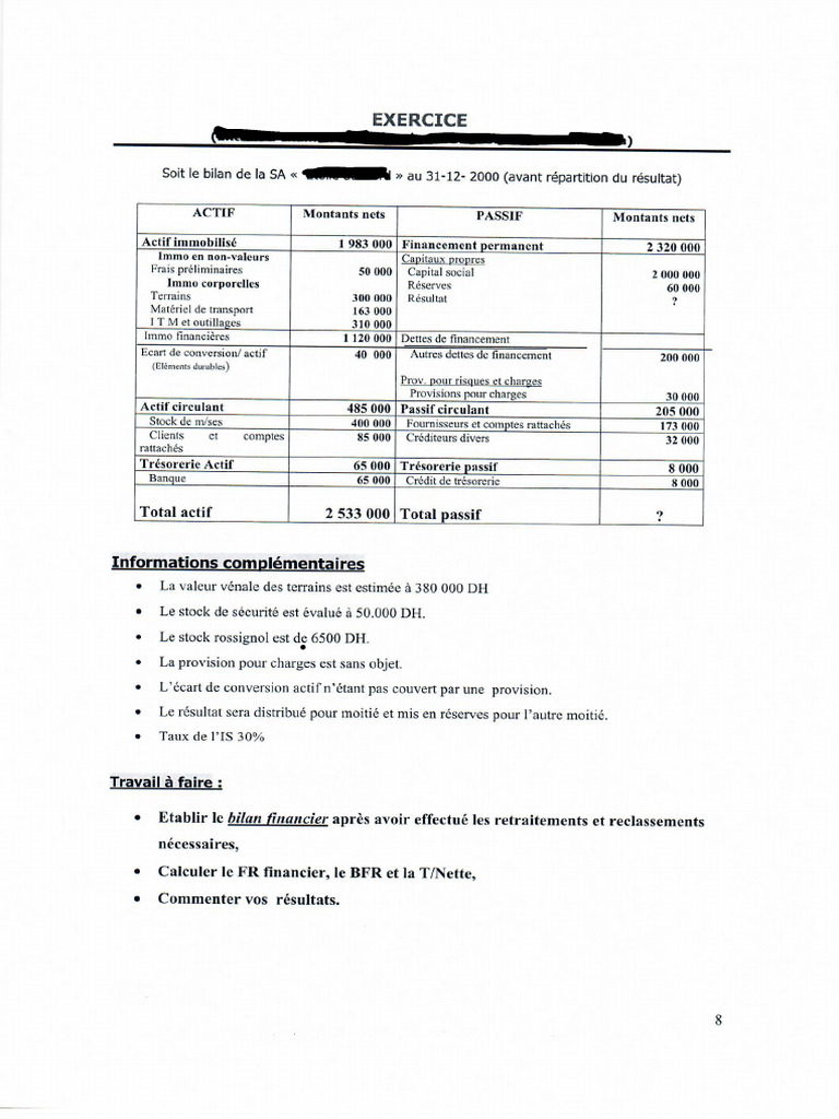 Exercice Analyse Financière 2. | PDF