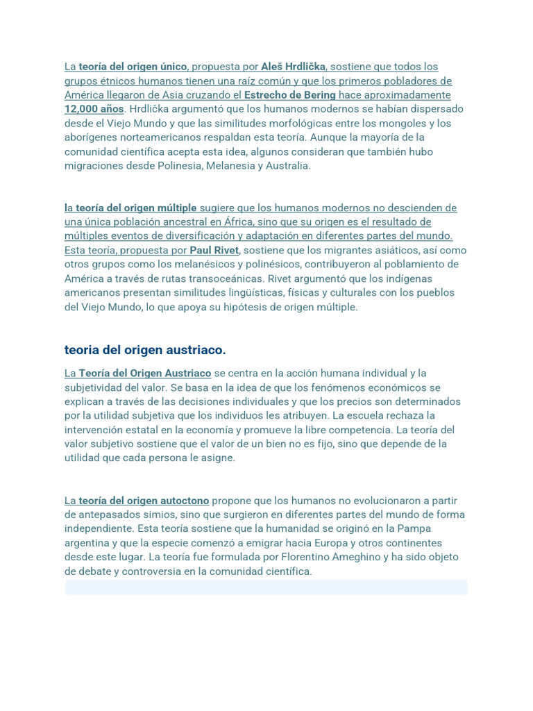 Teorías del origen humano en América | PDF
