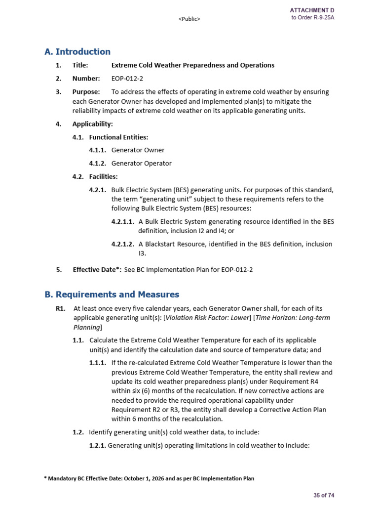 EOP-012-2 Extreme Weather Preparedness-Specific Implementation Plan ...