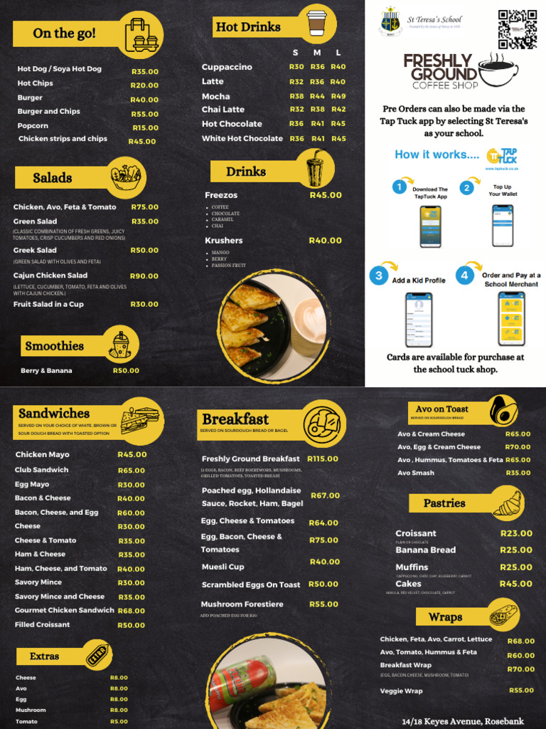 Freshly Ground Coffee Shop Menu | PDF | Hamburgers | Salad