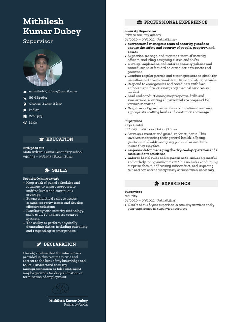 Mithilesh Kumar Dubey FlowCV Resume 20250920 | PDF | Safety