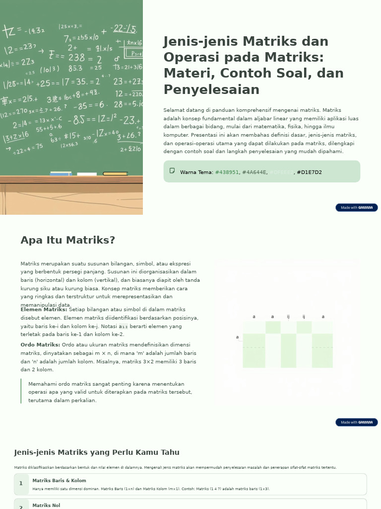 Jenis Jenis Matriks Dan Operasi Pada Matriks Materi Contoh Soal Dan ...