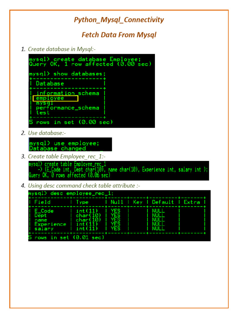 Doc 3 Python Mysql Connectivity | PDF | Databases | Data Management Software