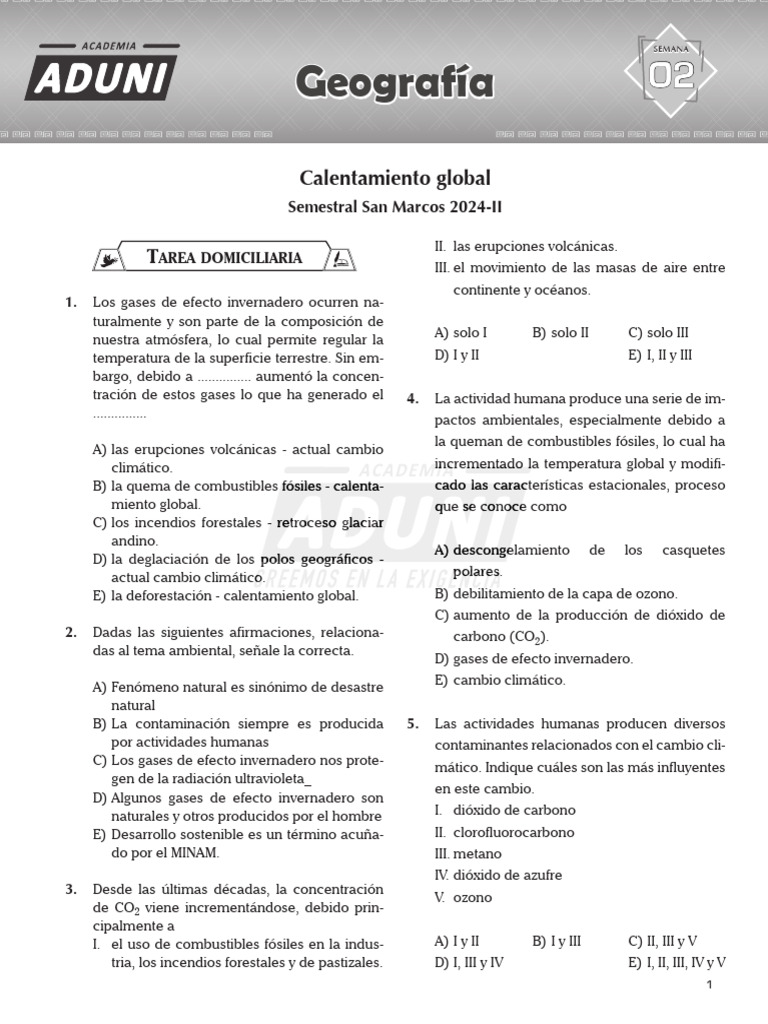 DD_SSM_Dom_Sem02 | PDF | Gases de efecto invernadero | Efecto invernadero