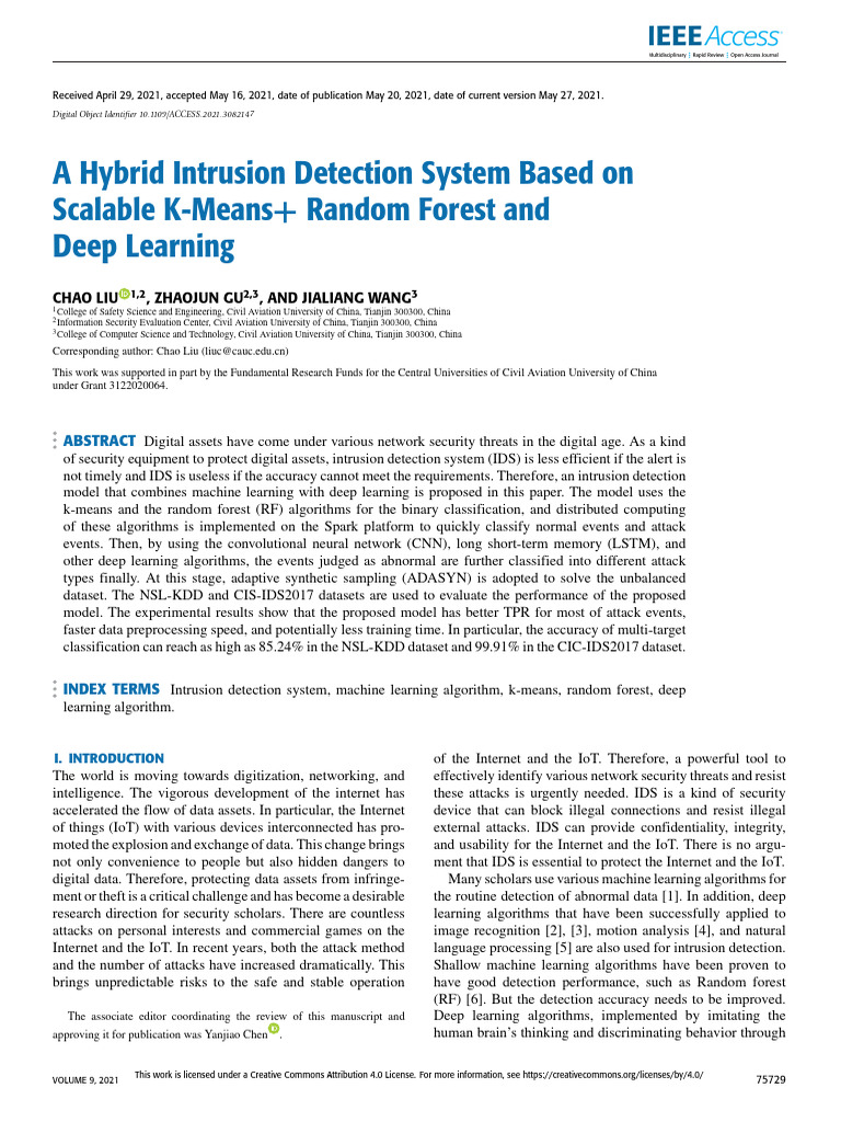 A Hybrid Intrusion Detection System Based on Scalable K-Means Random ...