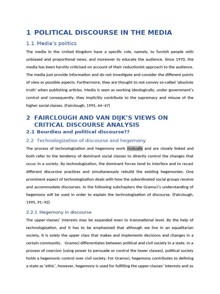 Political Discourse in The Media | PDF | Discourse | Hegemony