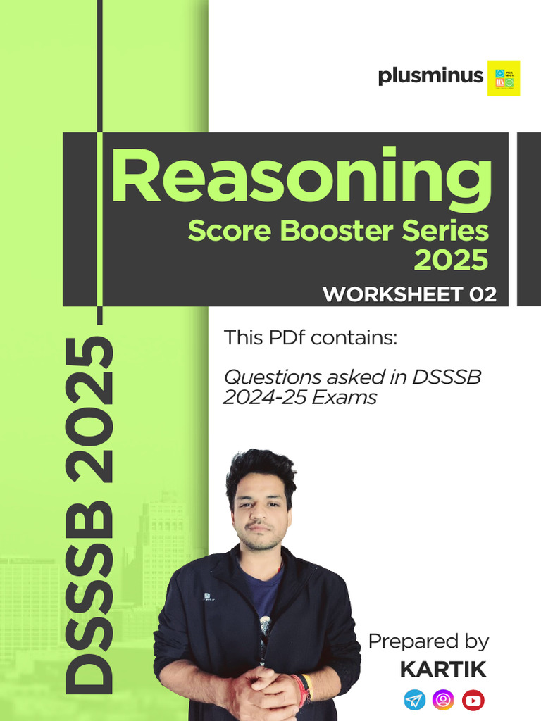 DSSSB 2025 Reasoning Worksheet 2 by Plusminus (2) | PDF