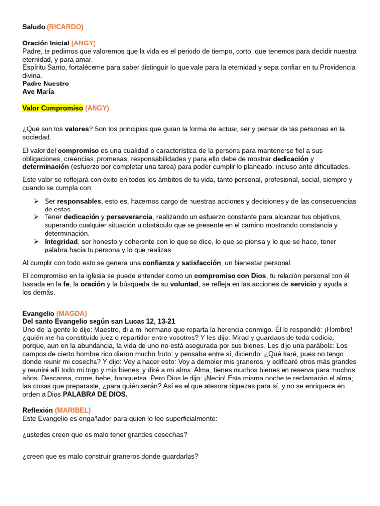Tema El Rico Incensato Tutelar 02 Agosto 2025 | PDF | Amor | orador del ...