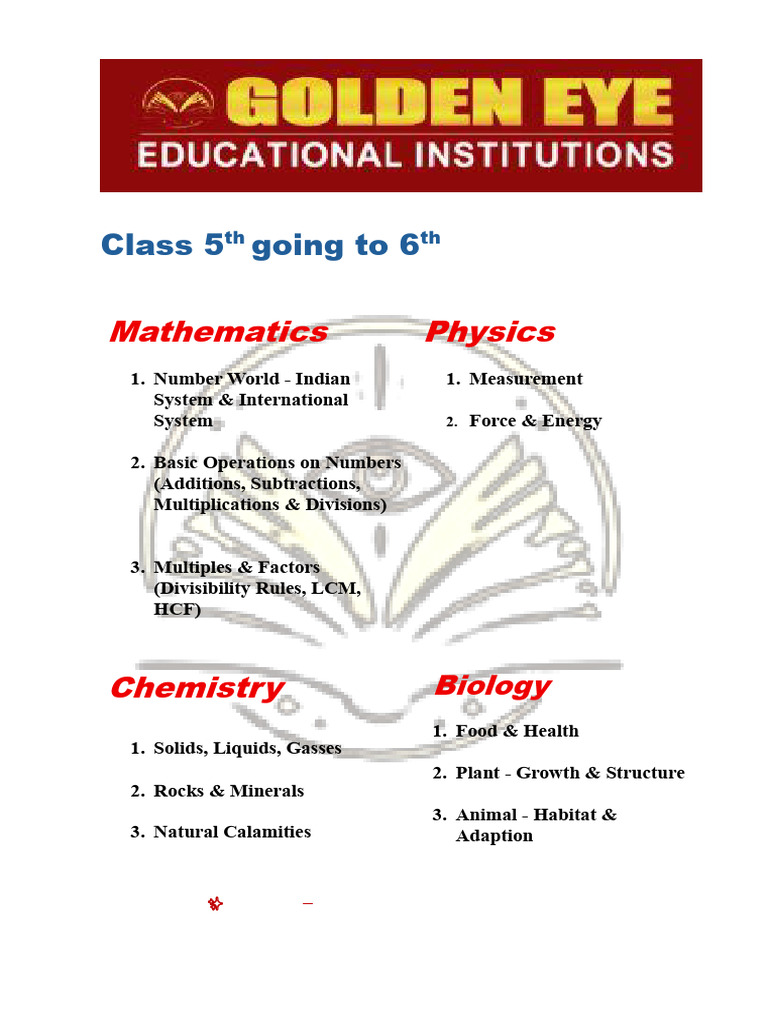Golden Eye Syllabus | PDF | Equations | Chemistry