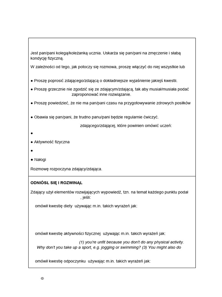 Focus 2 2ed Kryteria Oceniania Speaking Unit8 | PDF