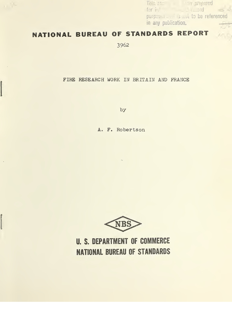 Nbs Report 3962 | PDF | Chemistry | National Institute Of Standards And Technology