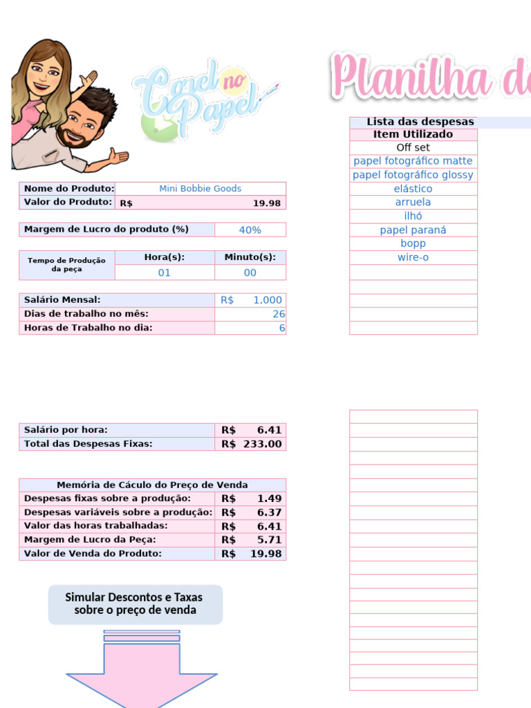 Planilha-De-precificacao Corel No Papel - Cópia - Copia | PDF | Preços ...