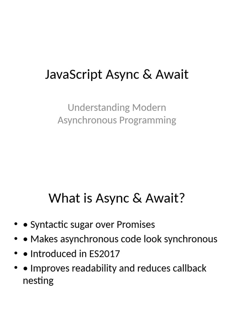 Async Await Presentation | PDF