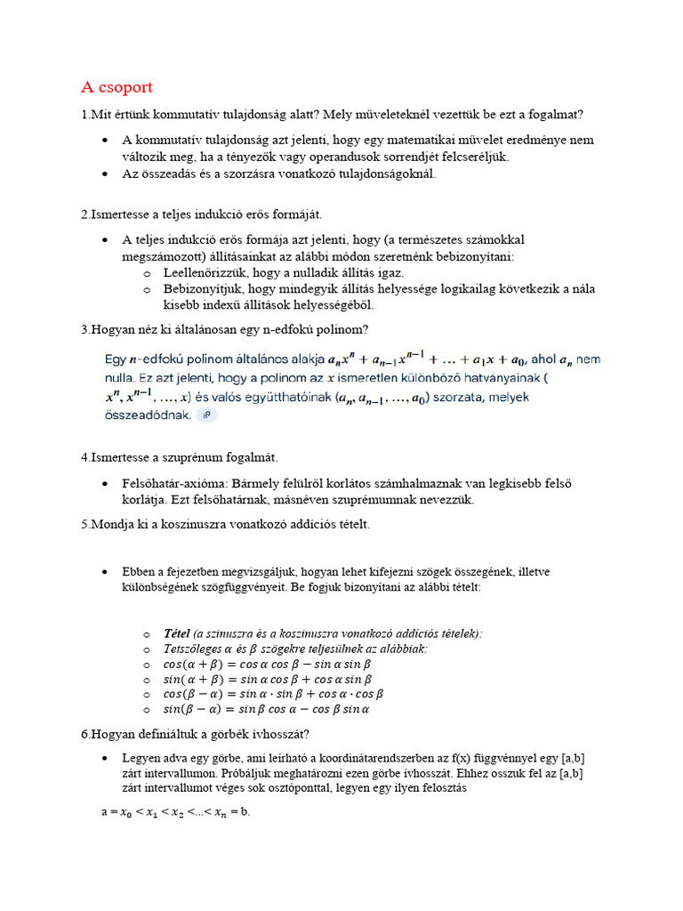 Matek Zh Elmélet | PDF