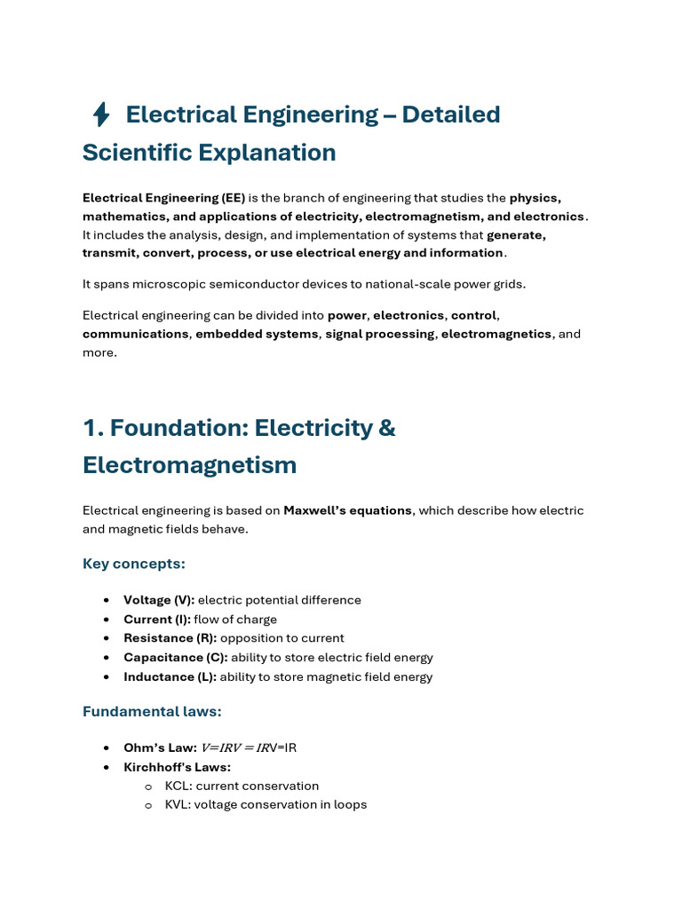 Electrical Engineering Pdf Electrical Engineering Electric Power