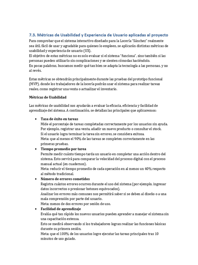 Métricas de Usabilidad y Experiencia de Usuario - Locería Sánchez ...