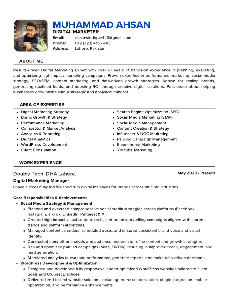 M. Ahsan CV | PDF | Search Engine Optimization | Digital Marketing