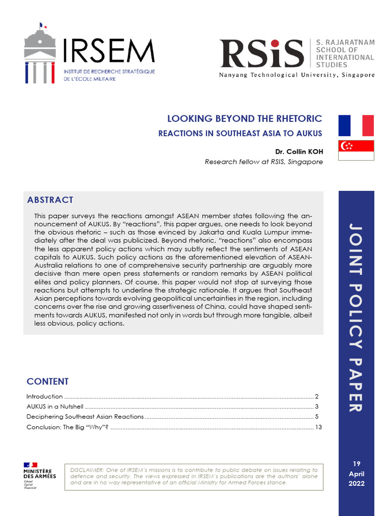 joint-policy-paper-collin-koh-april-2022 | PDF | Cambodia ...