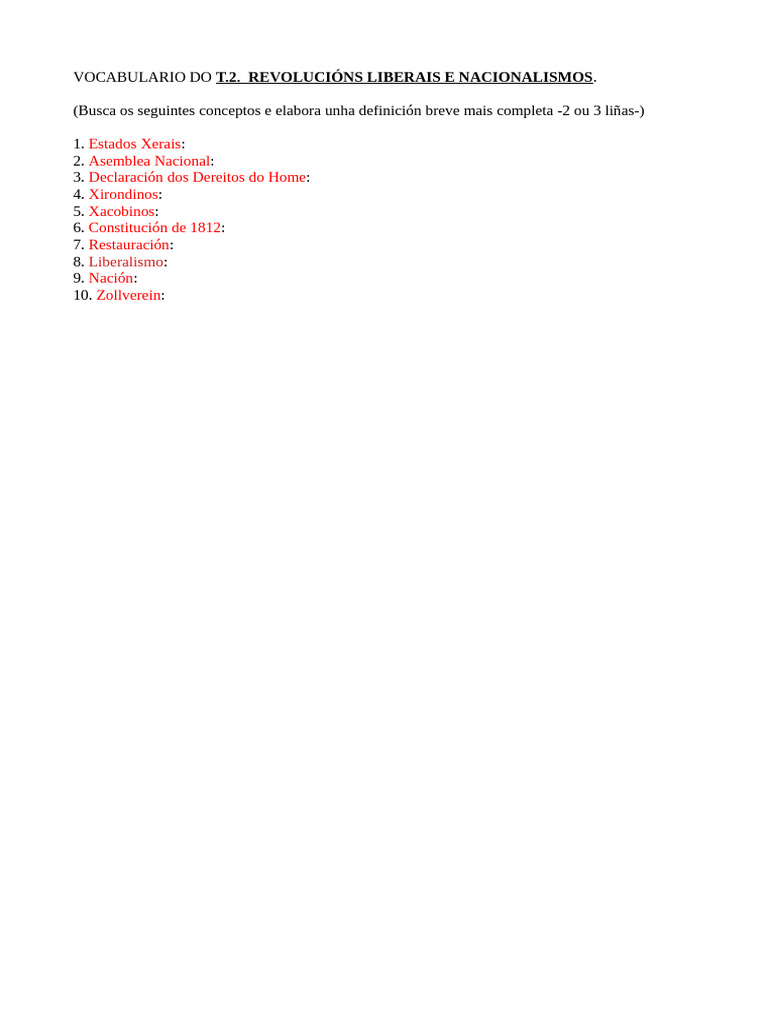 Vocabulário Tema 2. (1) | PDF