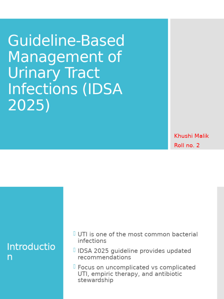 UTI Guideline Presentation | PDF | Urinary Tract Infection | Medical Specialties