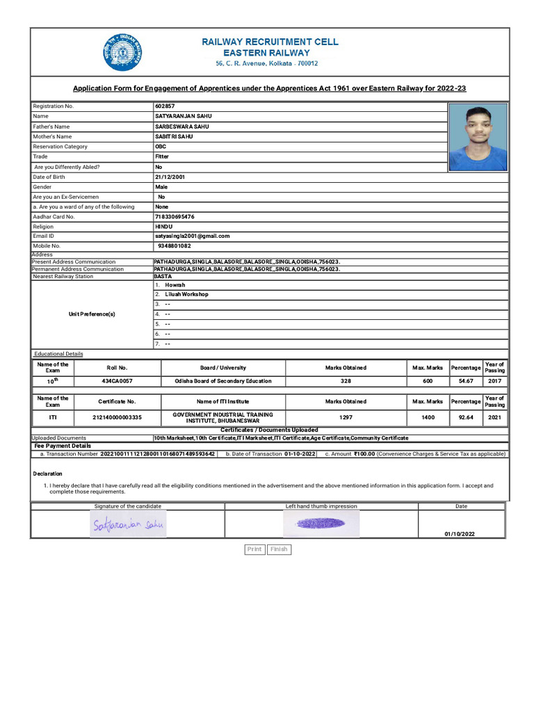 Railway Recruitment Cell - 602857 | PDF