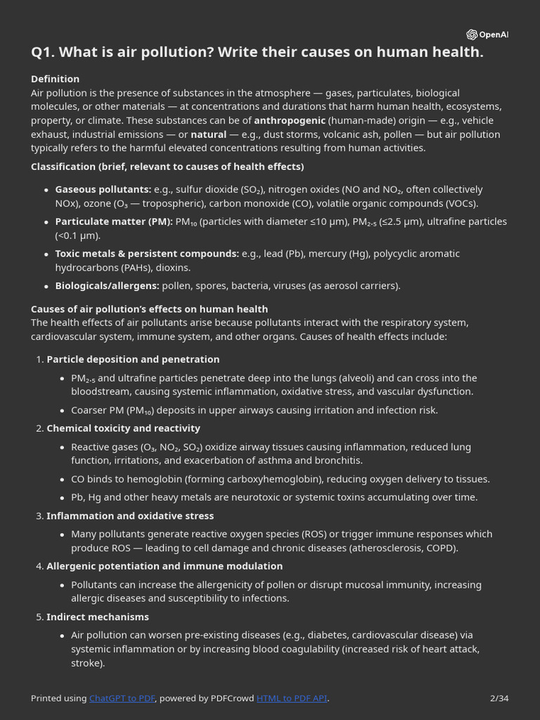 Air Pollution Assignment Fully Solved | PDF | Air Pollution | Particulates