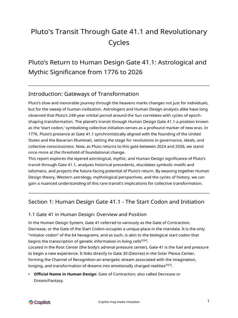 Pluto's Transit Through Gate 41.1 and Revolutionary Cycles | PDF ...