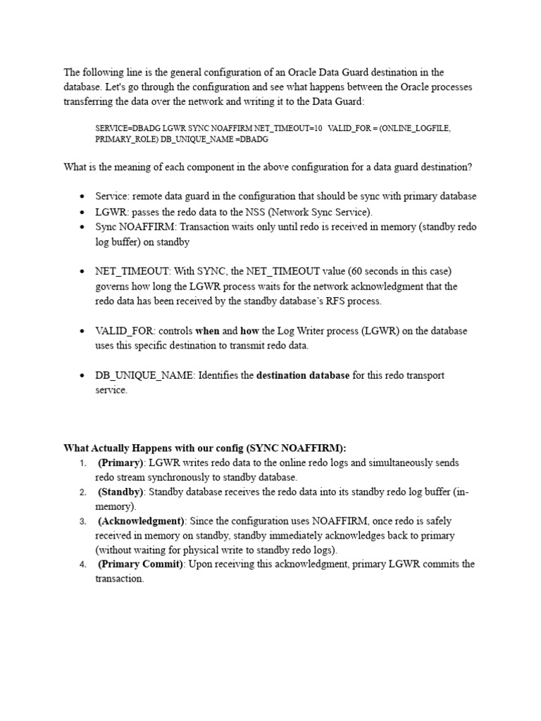 Oracle Data Guard Sync Noaffirm | PDF | Information Technology ...