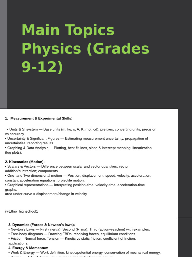Comprehensive Physics Curriculum Overview | PDF | Momentum | Force