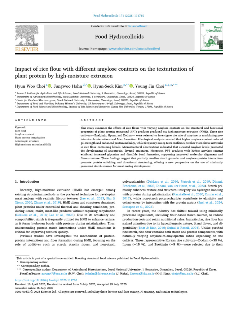 Rice Flour Amylose Effects on Plant Protein | PDF | Starch | Scanning ...
