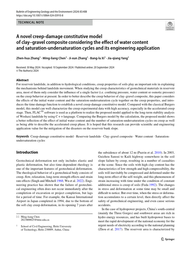 A Novel Creep Damage Constitutive Model of Clay-Gravel Composite ...