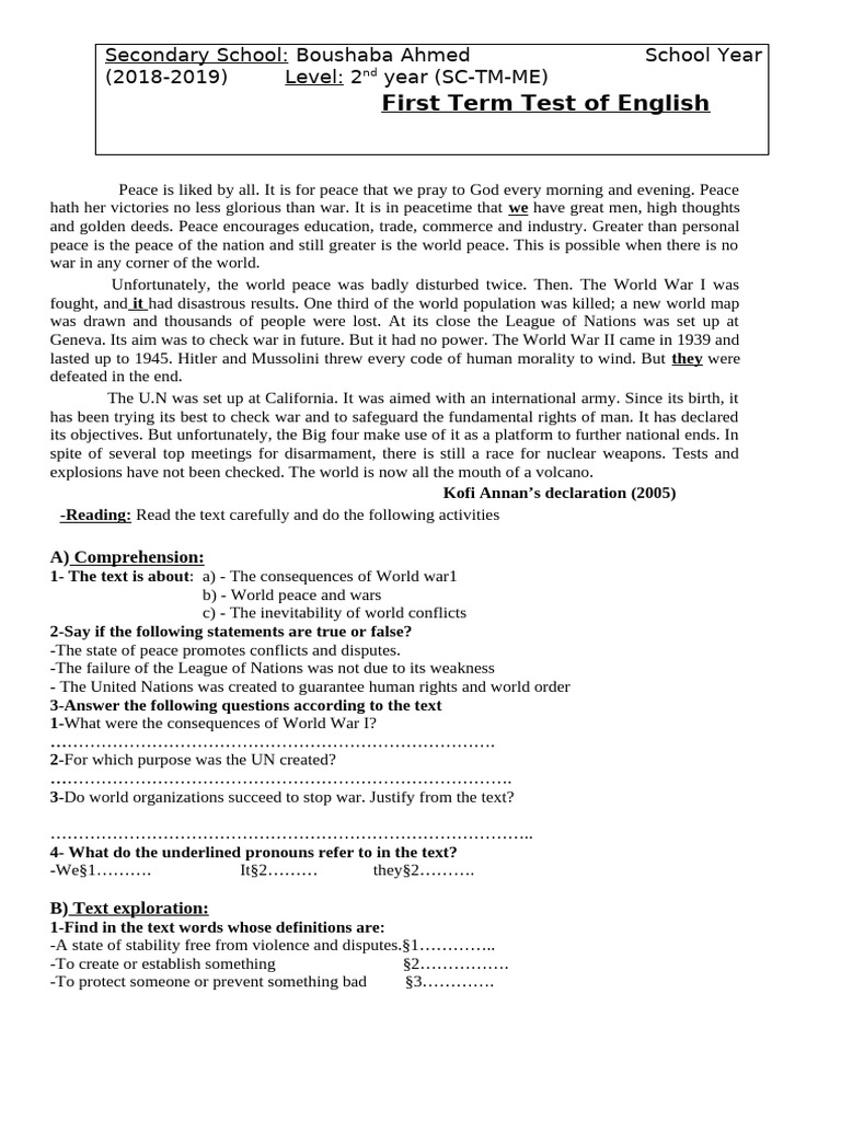 Test Make Peace | PDF | Linguistics | Linguistic Morphology