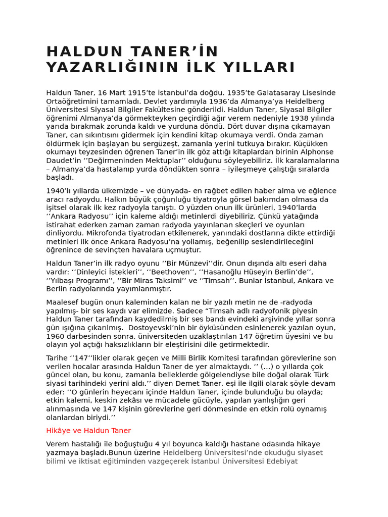 Haldun Taner 2 | PDF