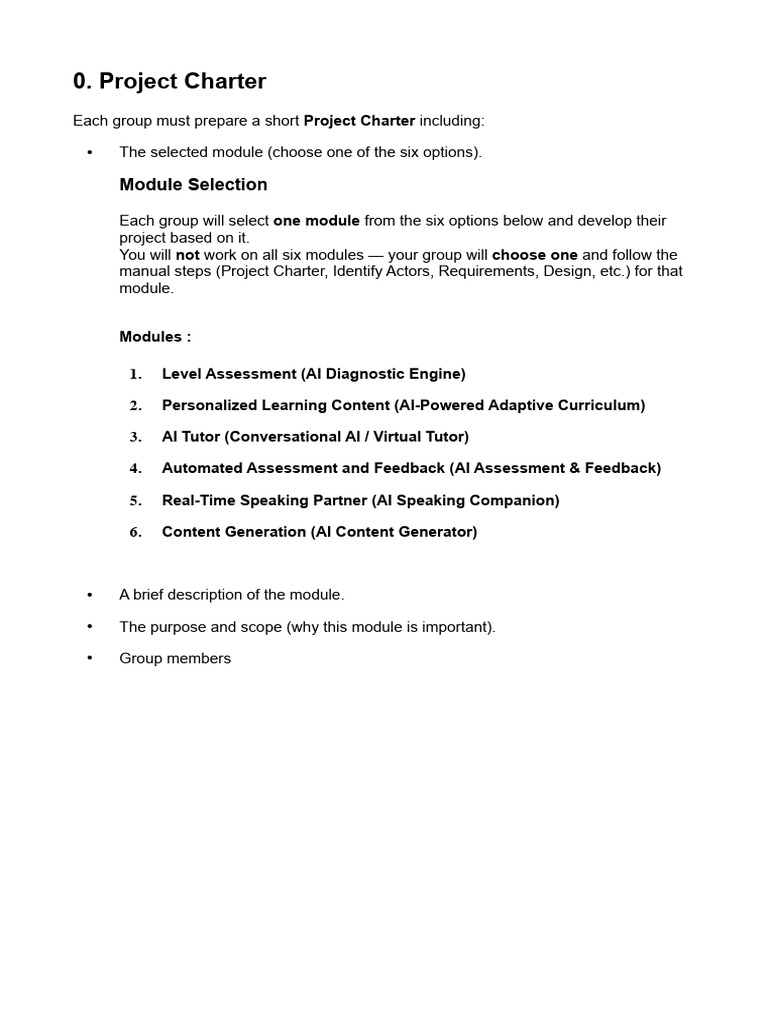 Project Charter for AI Module Selection | PDF | Artificial Intelligence ...